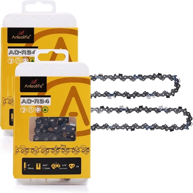 AC-R34 Semi Chisel Chainsaw Chain for 8 inch Bar .043" Gauge 3/8 inch ...