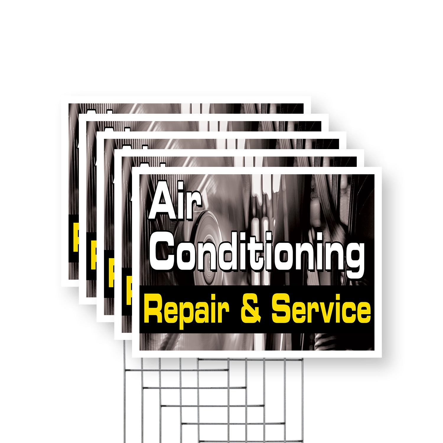 AC Repair & Service Yard Sign 5 Pack of 18 Inch x 24 Inch Double Sided ...