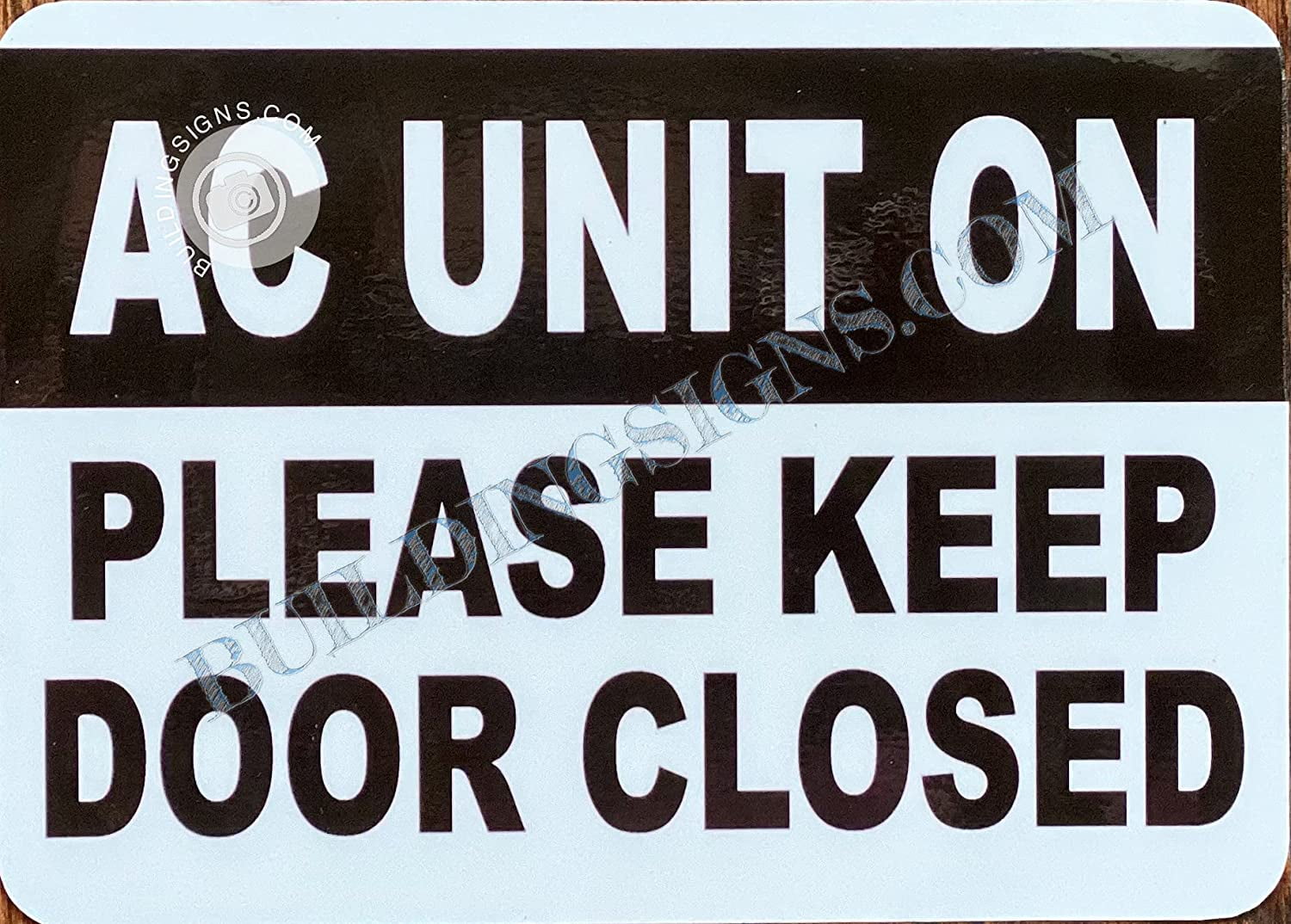 AC Unit ON: Please Keep Door Closed Sticker Sign (5X7 INCH, White ...