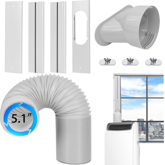Portable AC Window Seal Kit with 5.1 Inch Hose, 59 Inch Adjustable ...