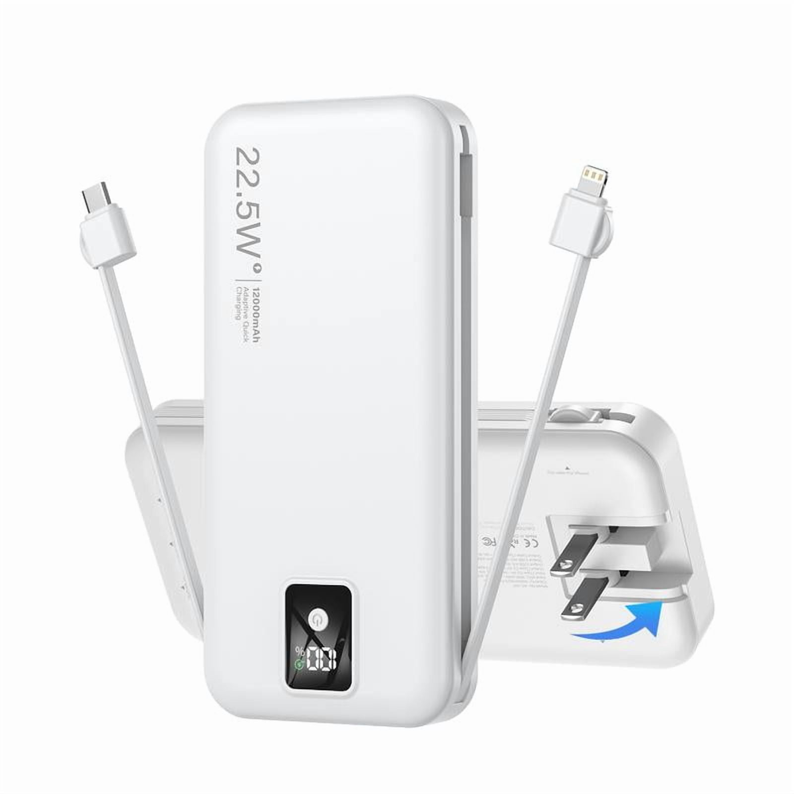 AC wall plug power bank & charger in one, 12000mAh portable power pack ...