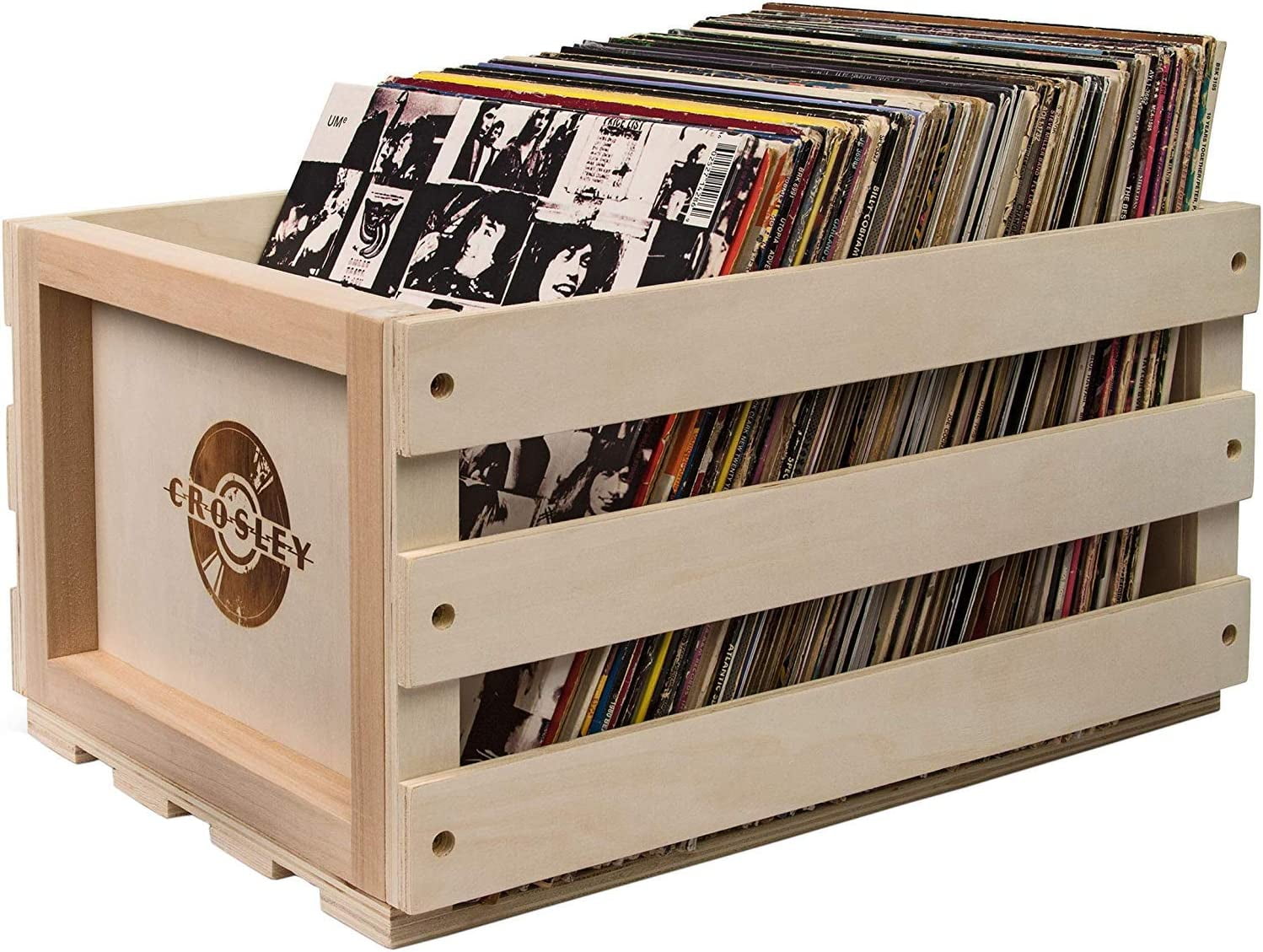 AC1004A-NA Record Storage Crate Holds Up to 75 Albums, Natural ...