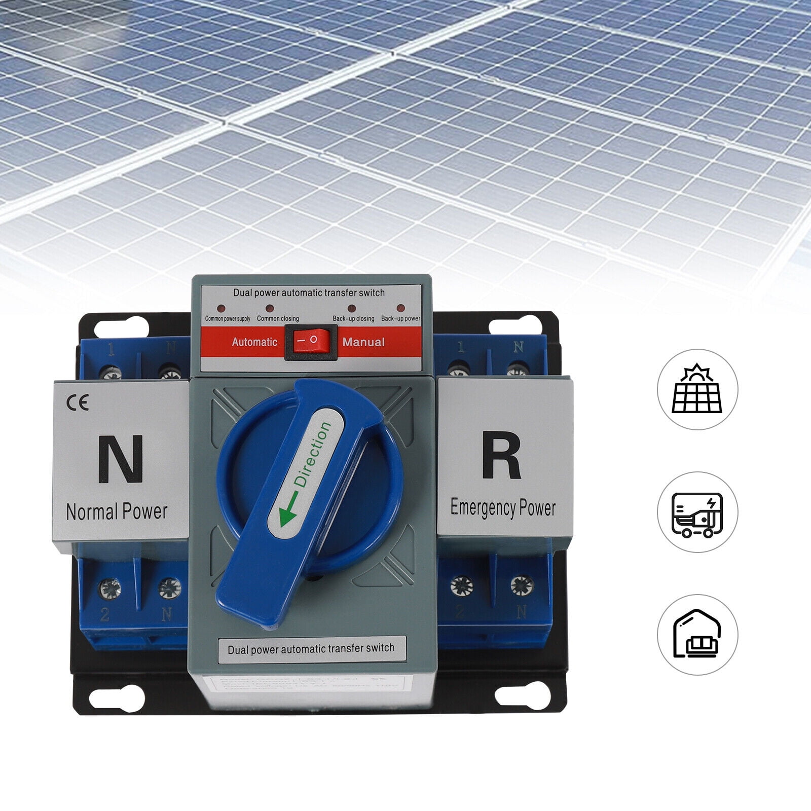 AC110V 2P 63A Mini Dual Power Automatic Transfer Switch Toggle Control ...