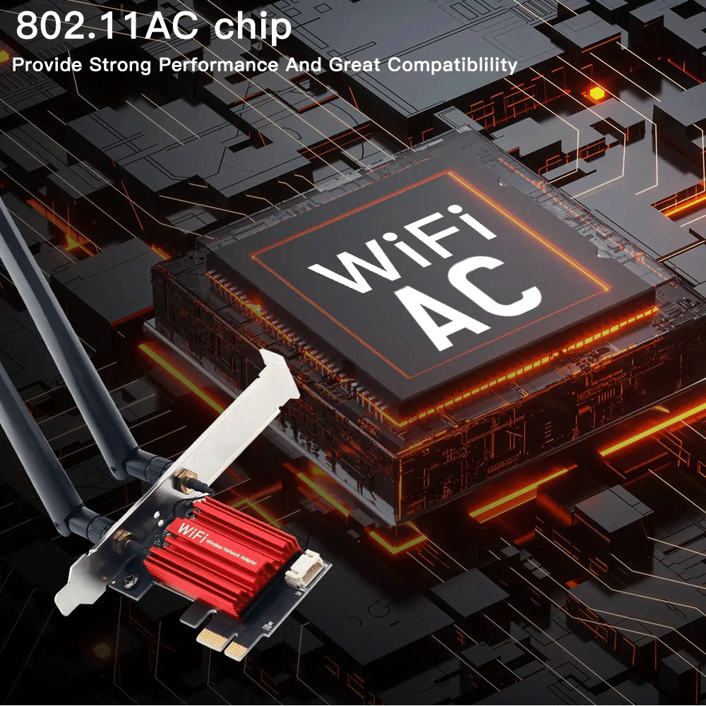 AC1200 WiFi Bluetooth Adapter PCI-E Wireless Network Card 2.4G/5GHz 802 ...