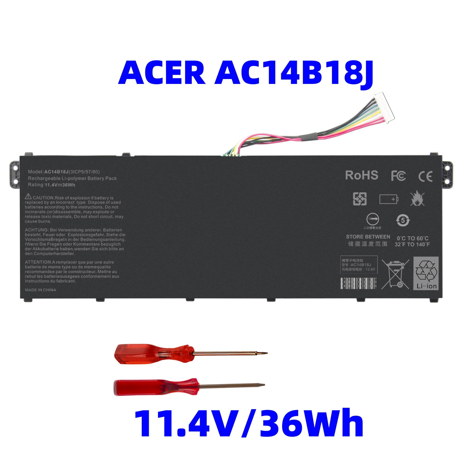 AC14B13J 3ICP5/57/80 Battery Compatible with Acer Aspire E3-111 E3-112 ...
