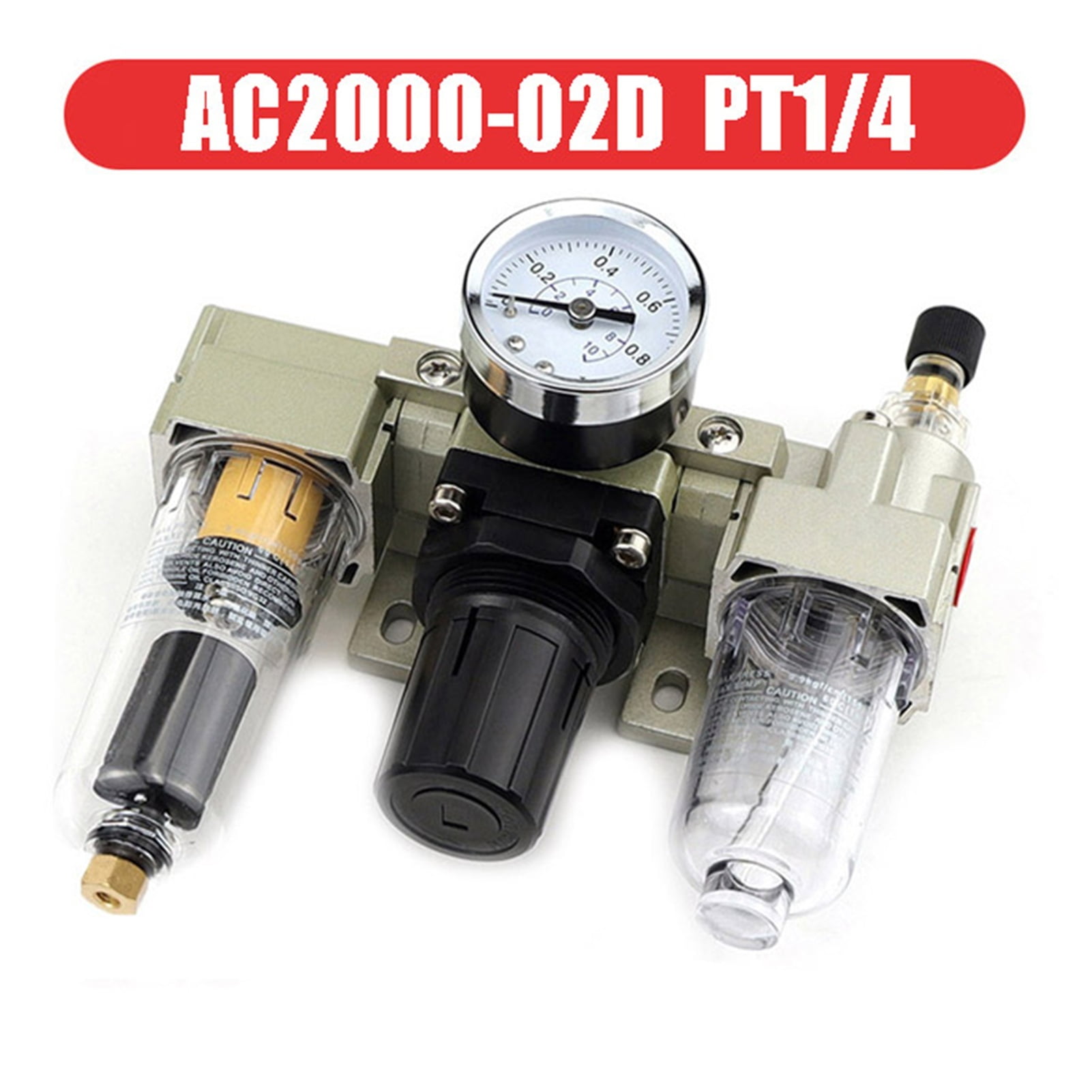 AC2000-02 1/4"Pressure Regulator,Gauge Air Compressor Filter,Oil ...