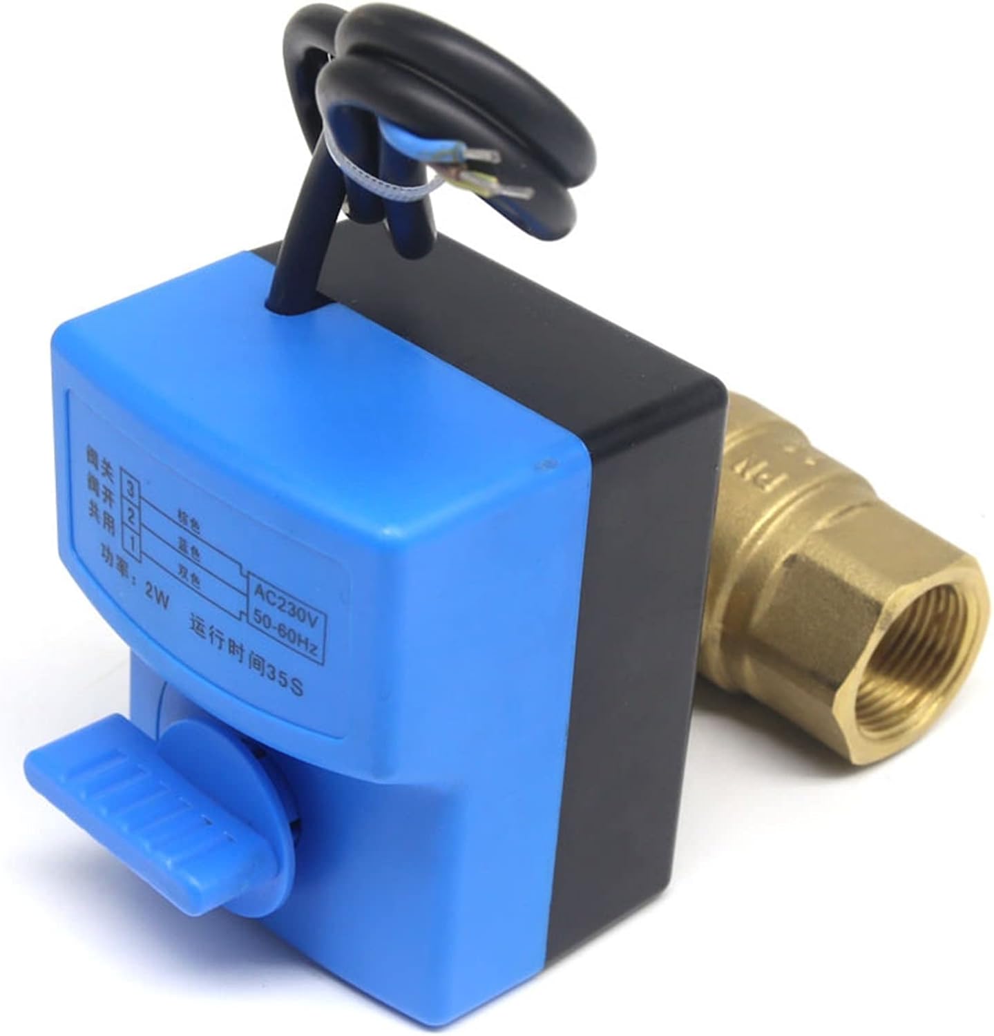 AC220V 2 Way 3 Wires Electric Actuator Brass Ball Valve Cold Hot Water Heat Gas Brass Motorized ...