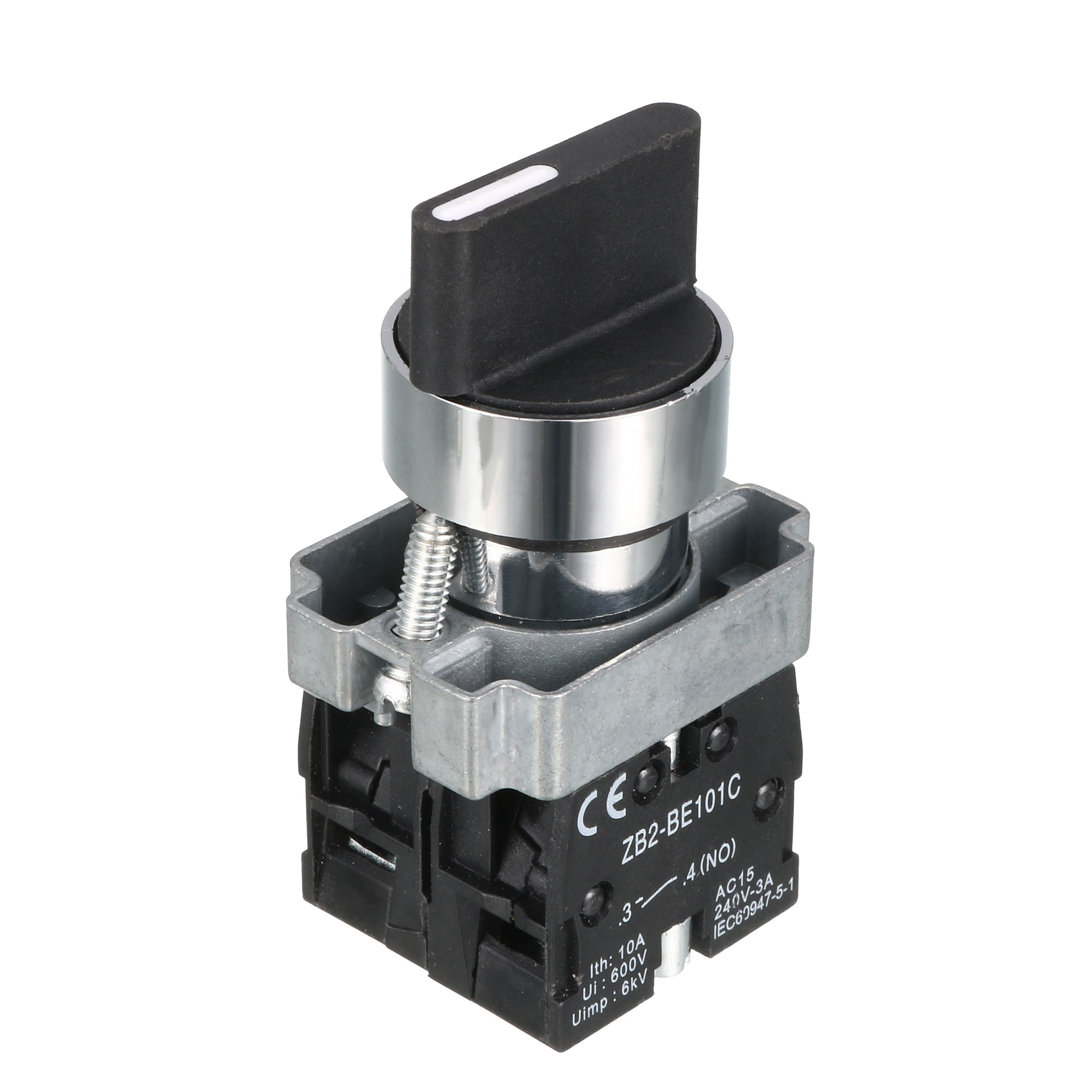 AC240V/3A 2NO DPST 4 Terminal Top Selector Self-Locking Rotary Switch ...