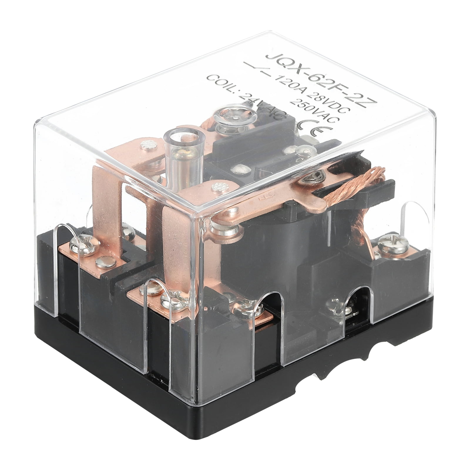 AC24V 120A Electromagnetic Relay, High Power Relay DPDT 2NO 2NC 8 Terminals Din Rail Mounting ...