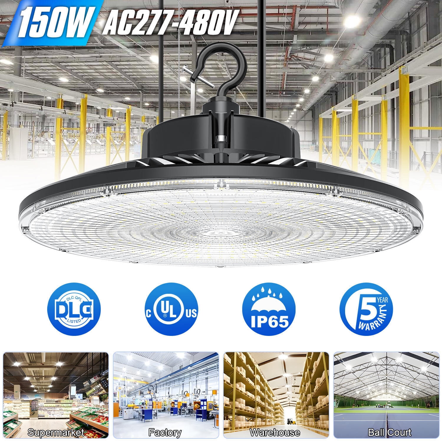 AC277-480V 150W UFO Led High Bay Light Warehouse Factory Industrial ...