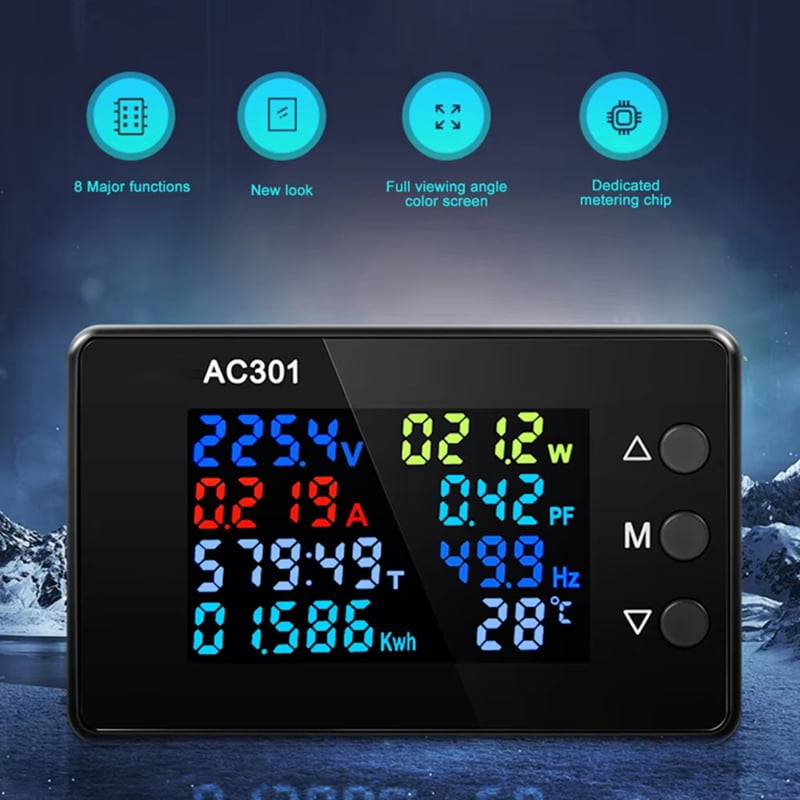 AC301 Digital Voltmeter Ammeter Voltage Frequency Electricity Meter ...
