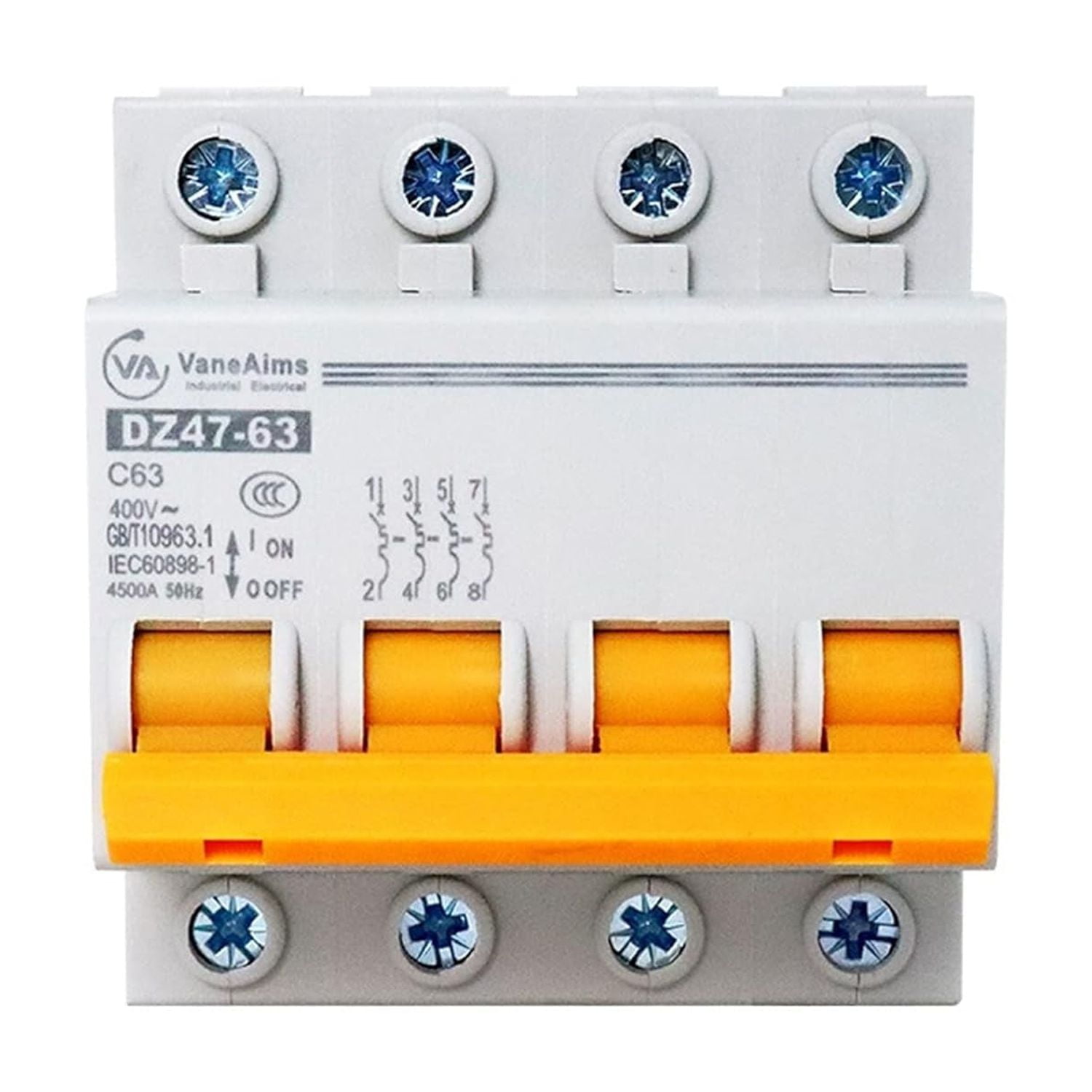 AC400V 4P Solar Mini Circuit Breaker 6-63A Din Rail Mounting MCB ...