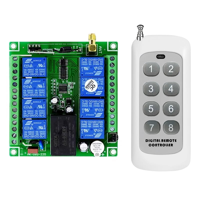 AC85V-220V 8 CH 315 433MHz 10A relay Receiver Crane Universal Access ...
