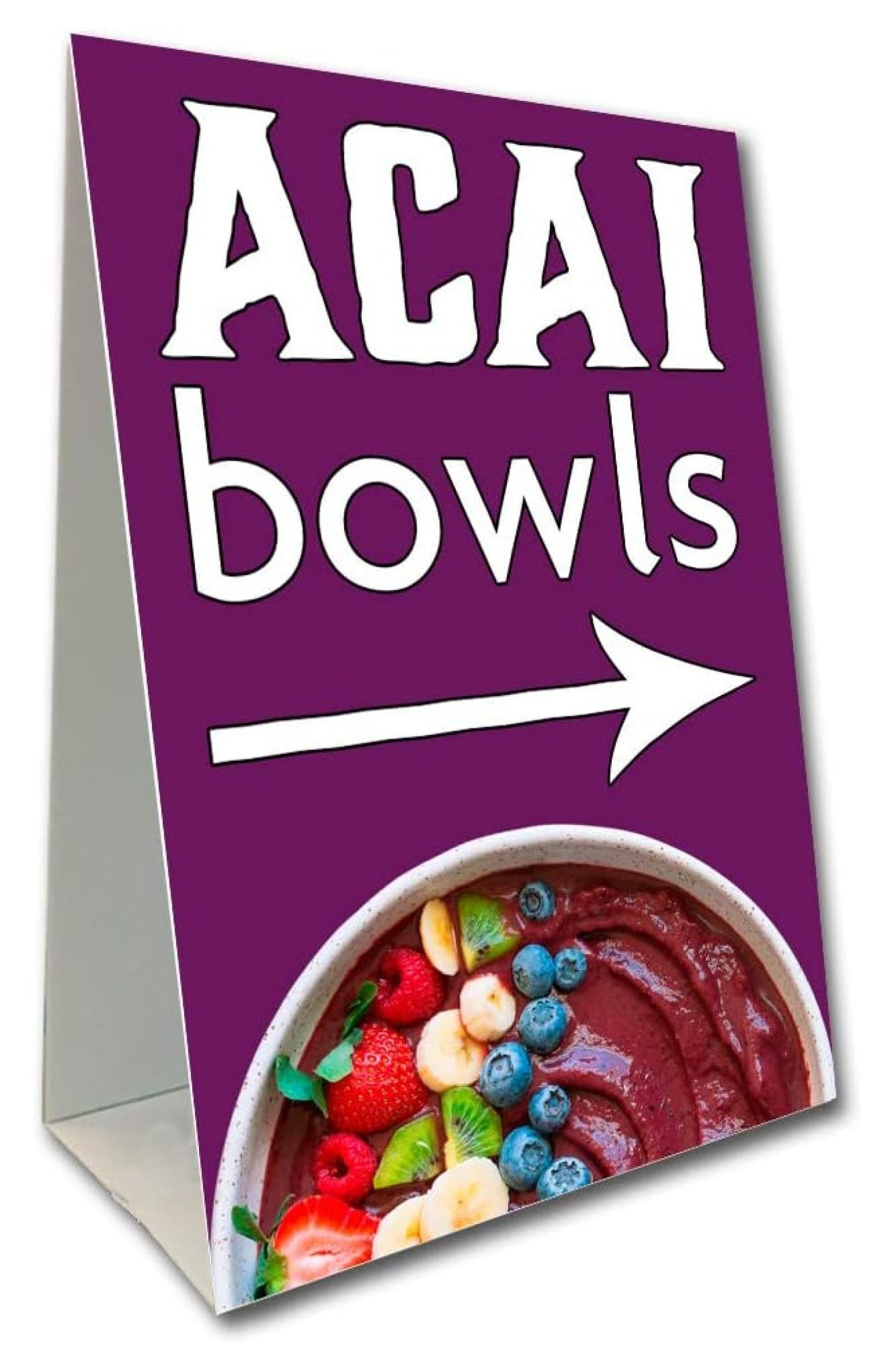 ACAI Bowls (Arrow) Economy A-Frame Sign 2 Feet Wide by 3 Feet Tall ...