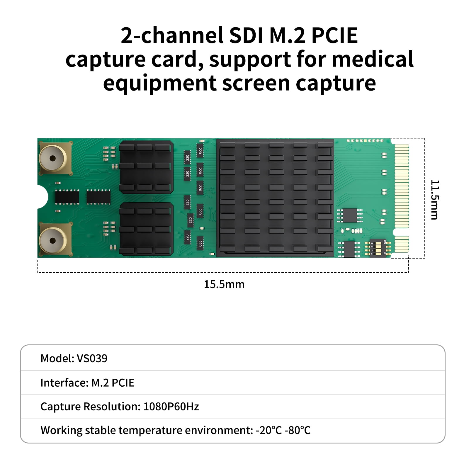 ACASIS 1080P60HZ Built-in M.2 2CH SDI Capture Card PCIE 2.0 X4 External ...