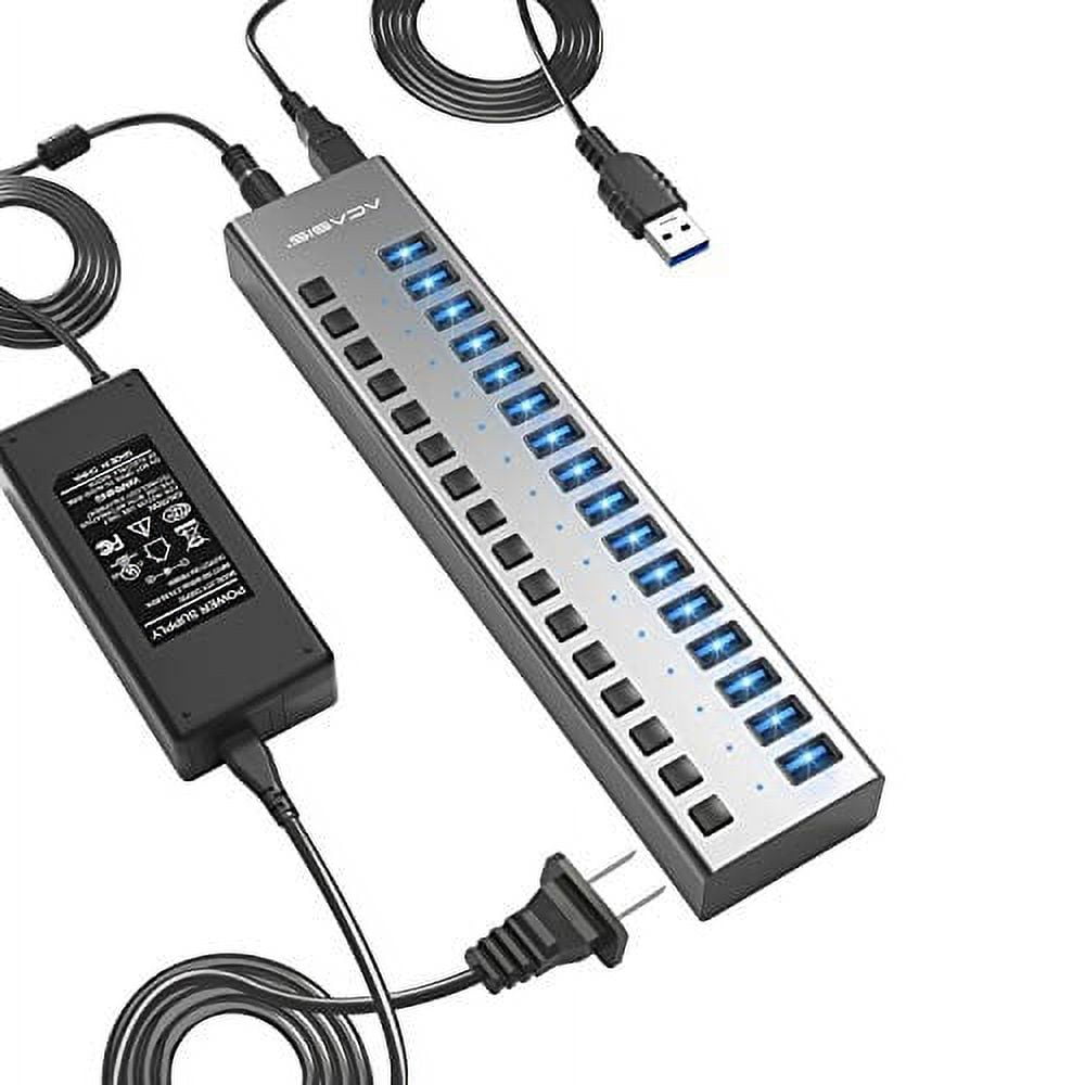 ACASIS USB 3.0 Hub, 16 Ports with Power Adapter, Individual Switches ...