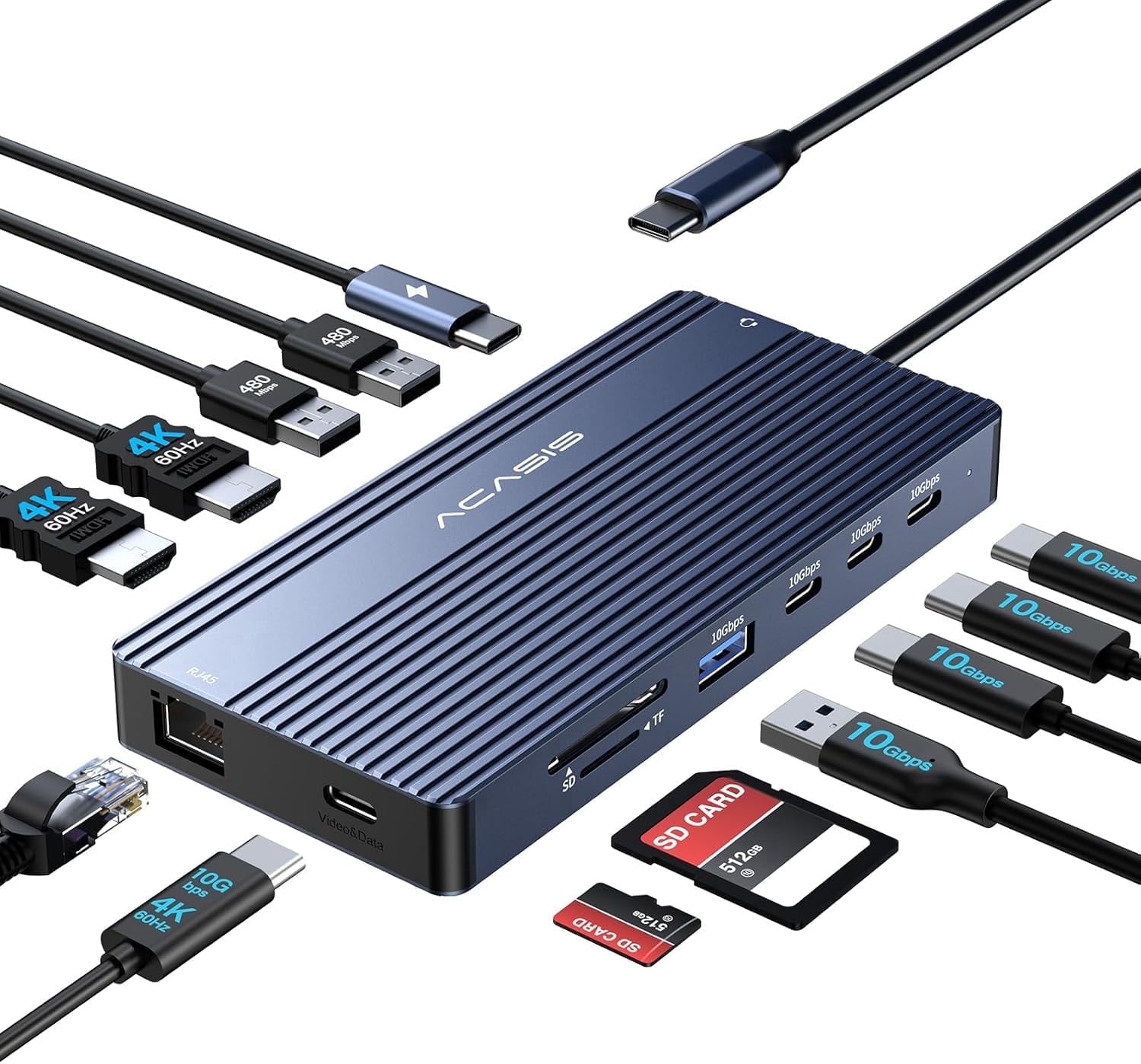 ACASIS, USB C Hub Docking Station, 14-in-1, Dual 4K HDMI - Walmart.com