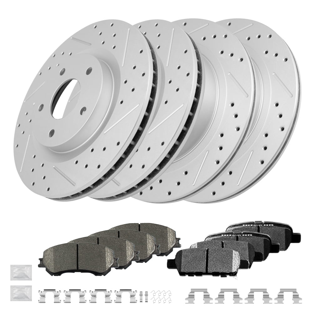 ACB ZONE 12PCS Brake Kit, Front and Rear Drilled Rotors and Ceramic ...