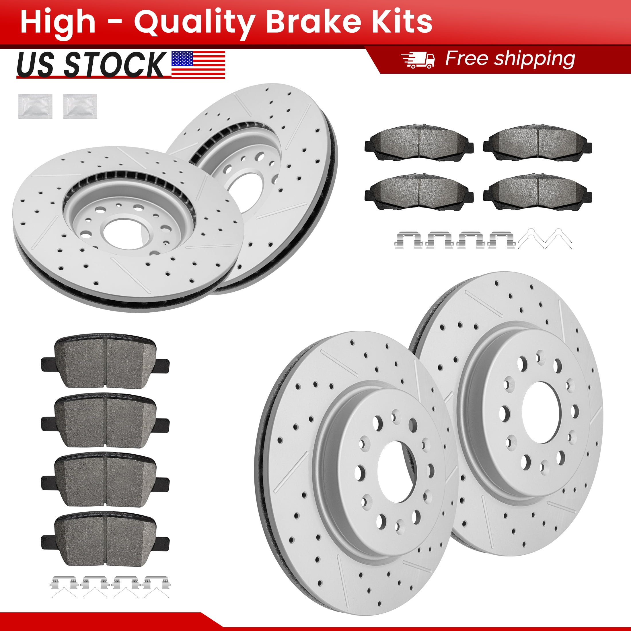 ACB ZONE Front Rear Brake Kits for Chevy Traverse Blazer, Buick Enclave ...