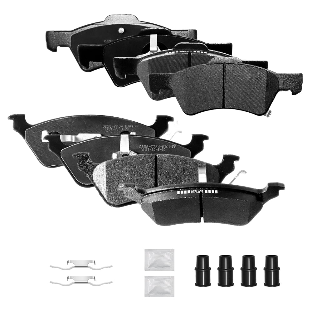 ACB ZONE Front & Rear Disc Ceramic Brake Pads Set w/Hardware Fit for ...