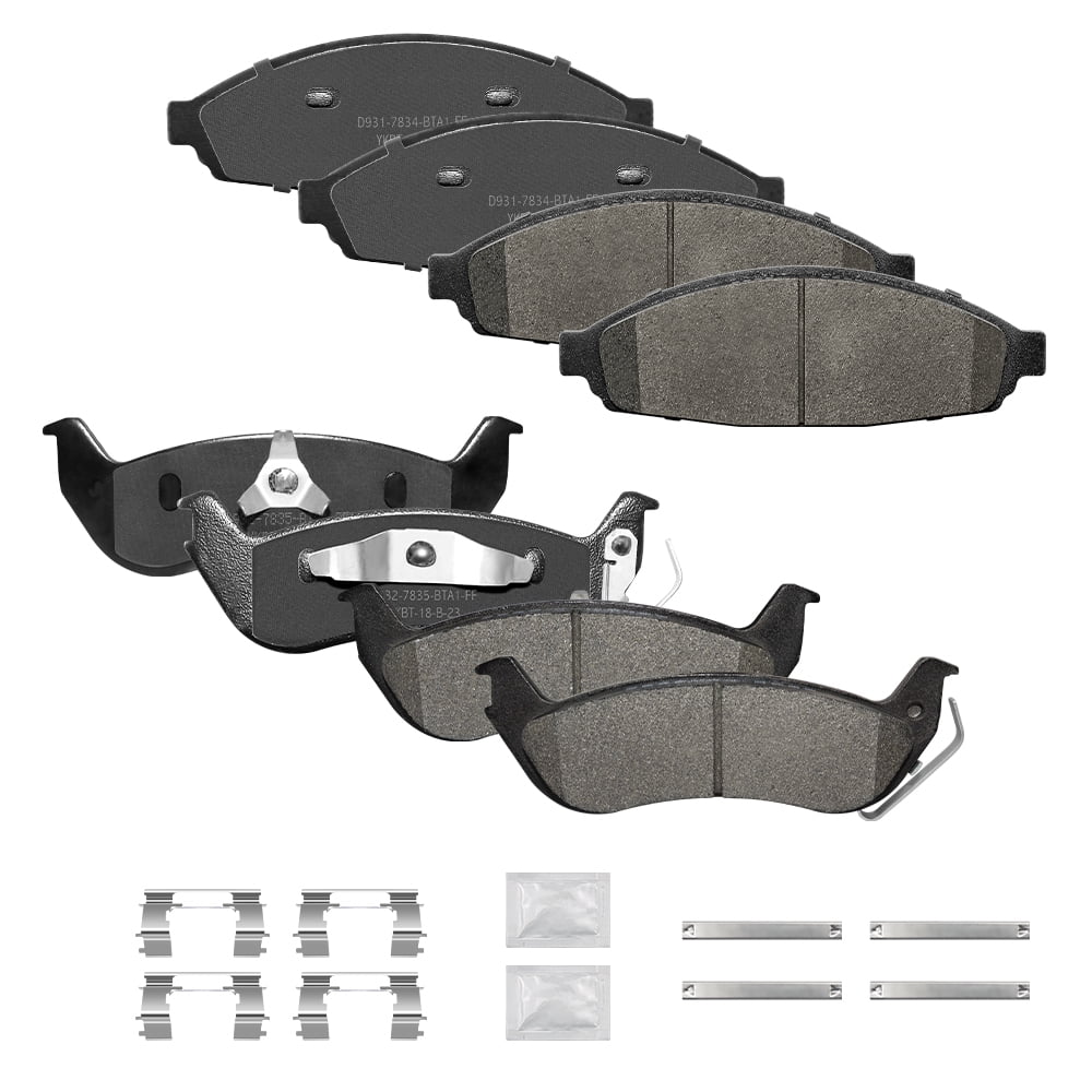 ACB ZONE Front & Rear Disc Ceramic Brake Pads Set w/Hardware Fit for ...