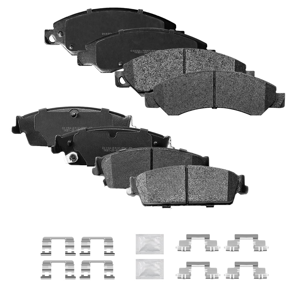 ACB ZONE Front & Rear Disc Ceramic Brake Pads Set w/Hardware Fit for ...