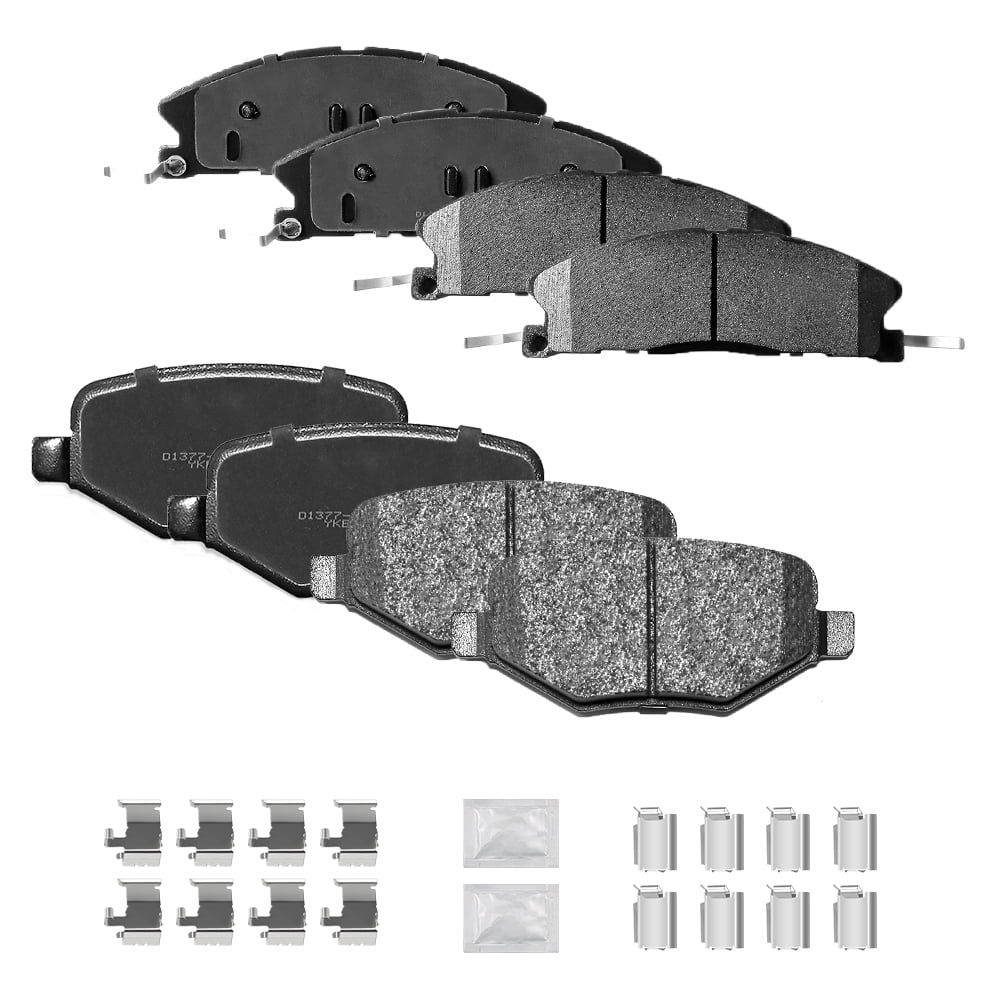 ACB ZONE Front & Rear Disc Ceramic Brake Pads Set w/Hardware Fit for ...