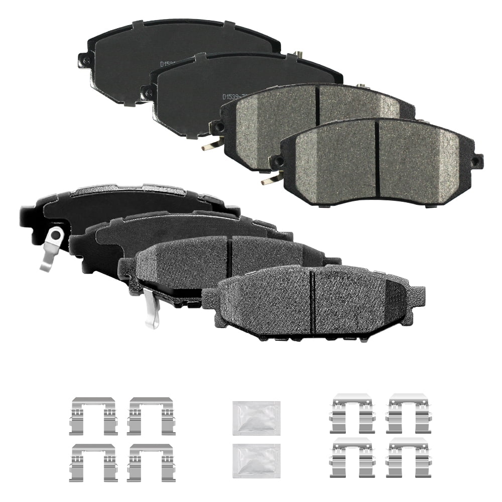 ACB ZONE Front & Rear Disc Ceramic Brake Pads Set w/Hardware Fit for ...