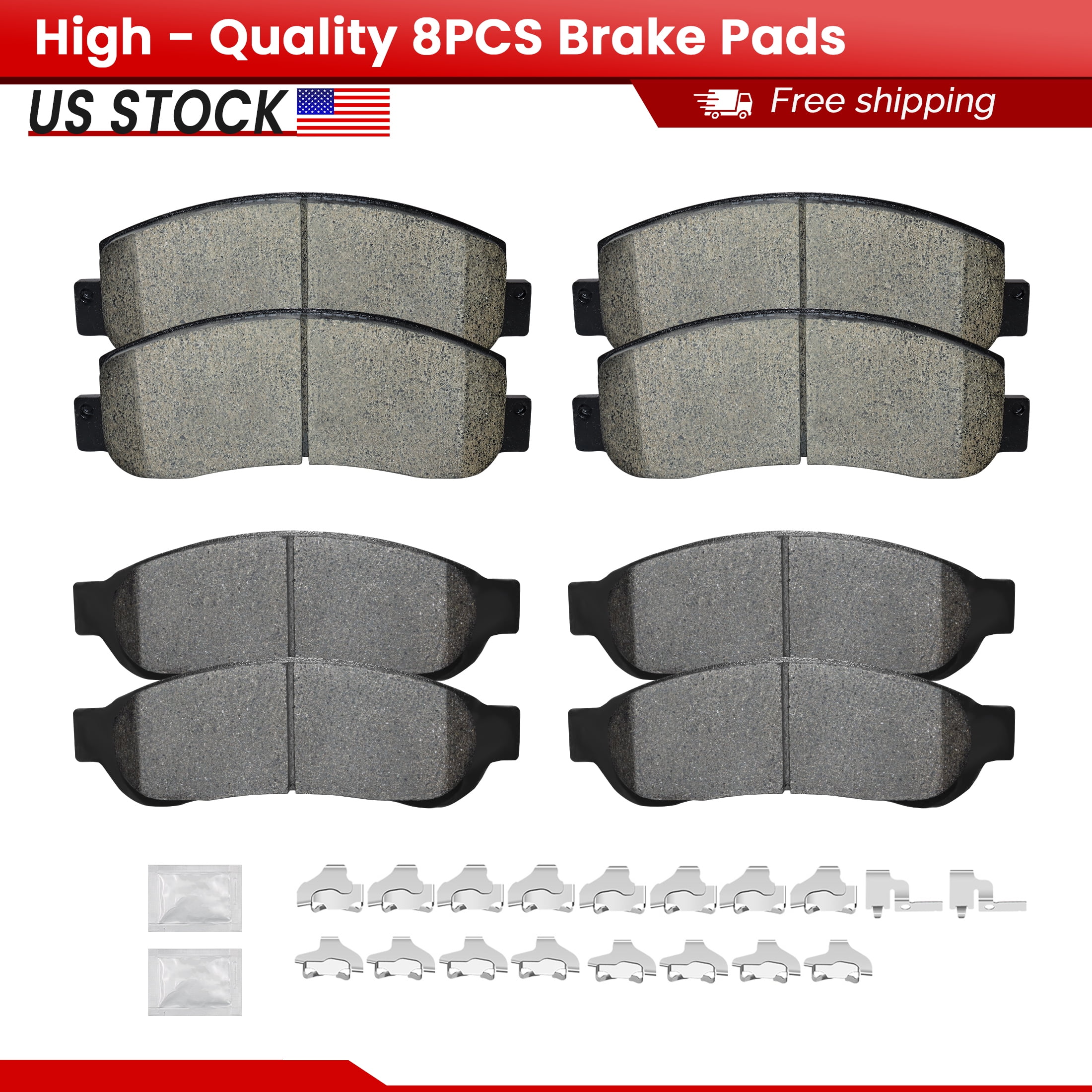 ACB ZONE Front and Rear Ceramic Brake Pads with Hardware for 2005 ...