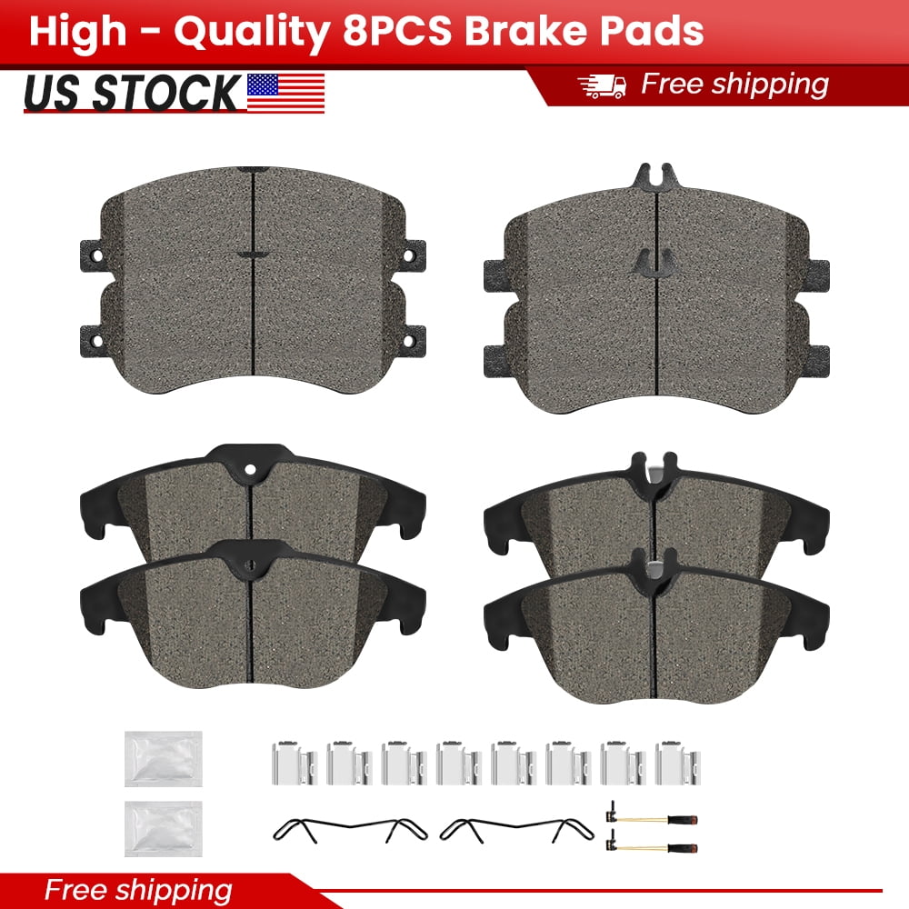 ACB ZONE Front and Rear Ceramic Brake Pads with Hardware for 2009-2015 ...