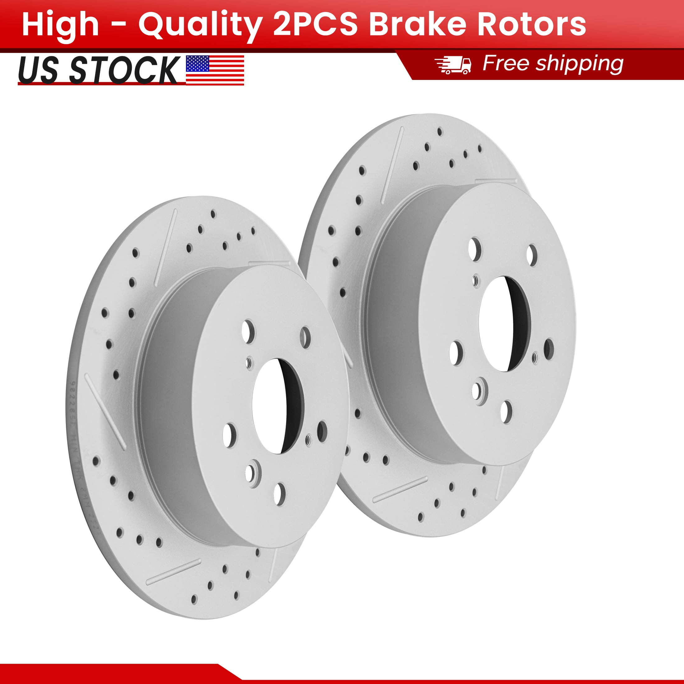 ACB ZONE Rear Brake Rotors Set for 2018 - 2024 Toyota Camry, Drilled ...