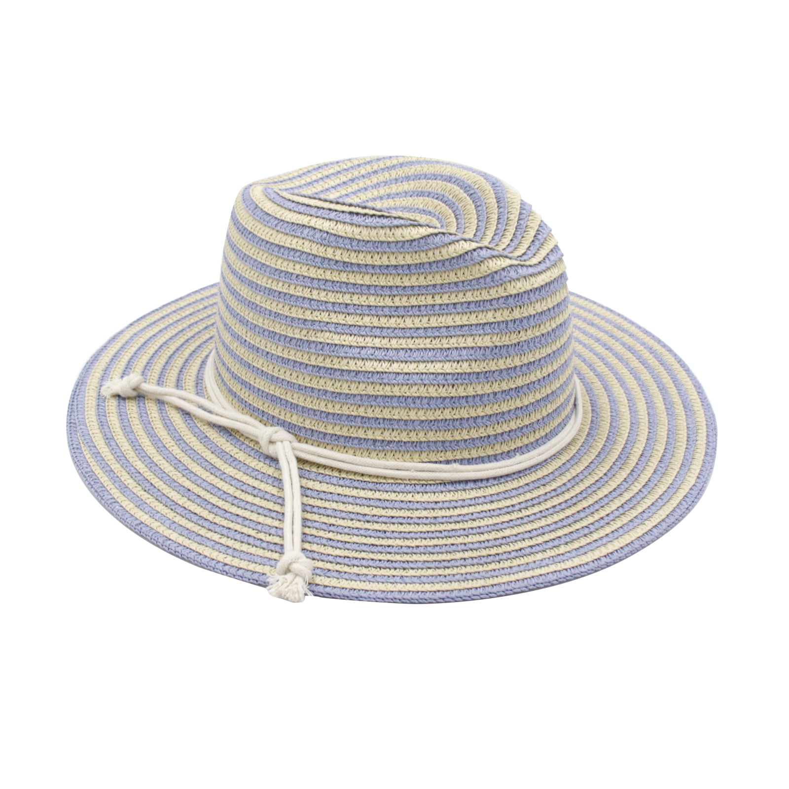 ACCEHUT Light Blue Stripe Straw Hat Wide Brim Beach Hat for Women ...