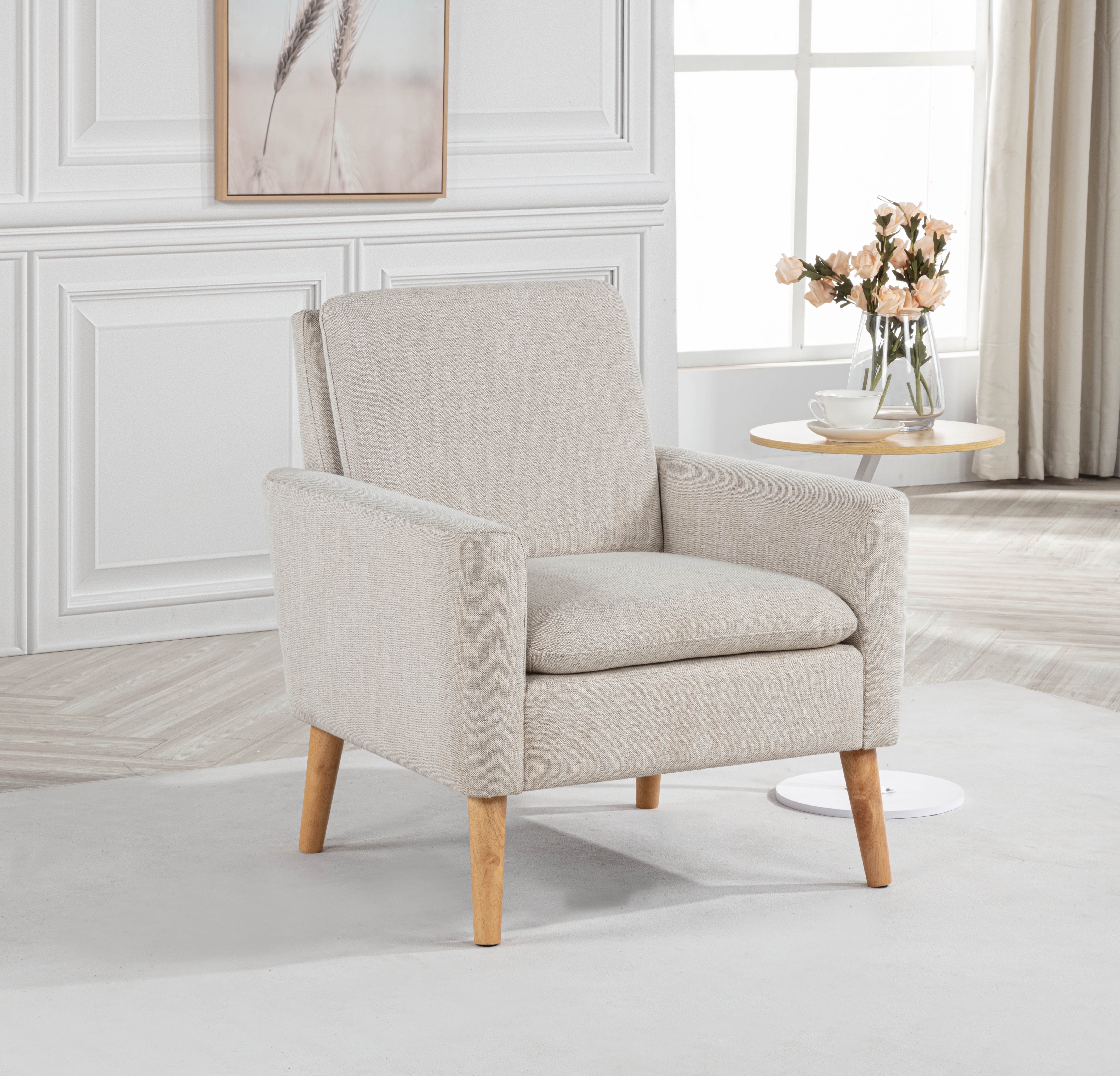 Mainstays Round Arm Accent Chair, Ivory Linen - Walmart.com