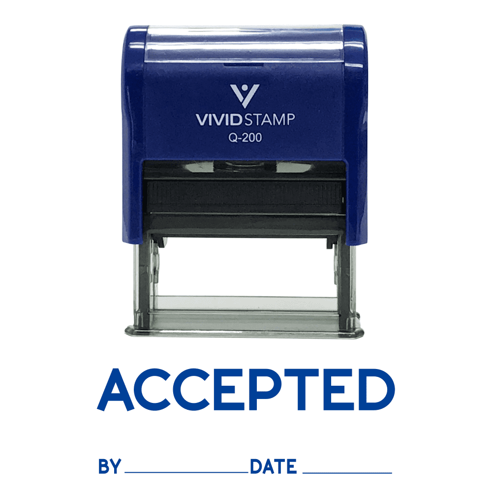 ACCEPTED By Date Self Inking Rubber Stamp (Blue Ink) - Medium - Walmart.com