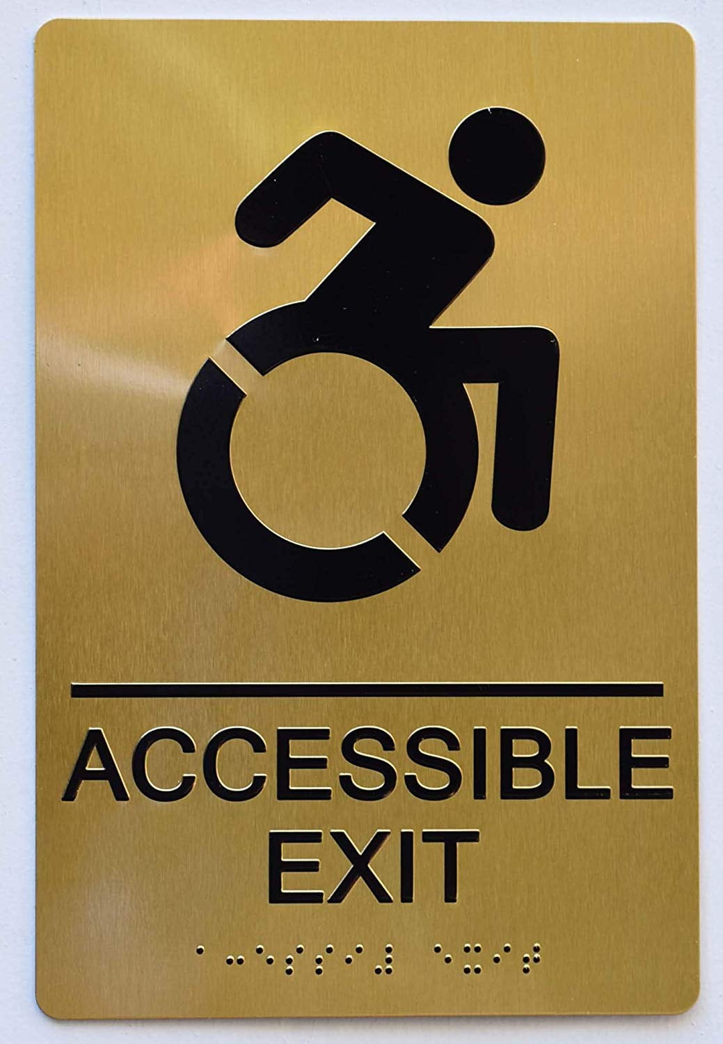 ACCESSIBLE EXIT Sign - Gold(Aluminium, Gold/Black,Size 6X9) The ...