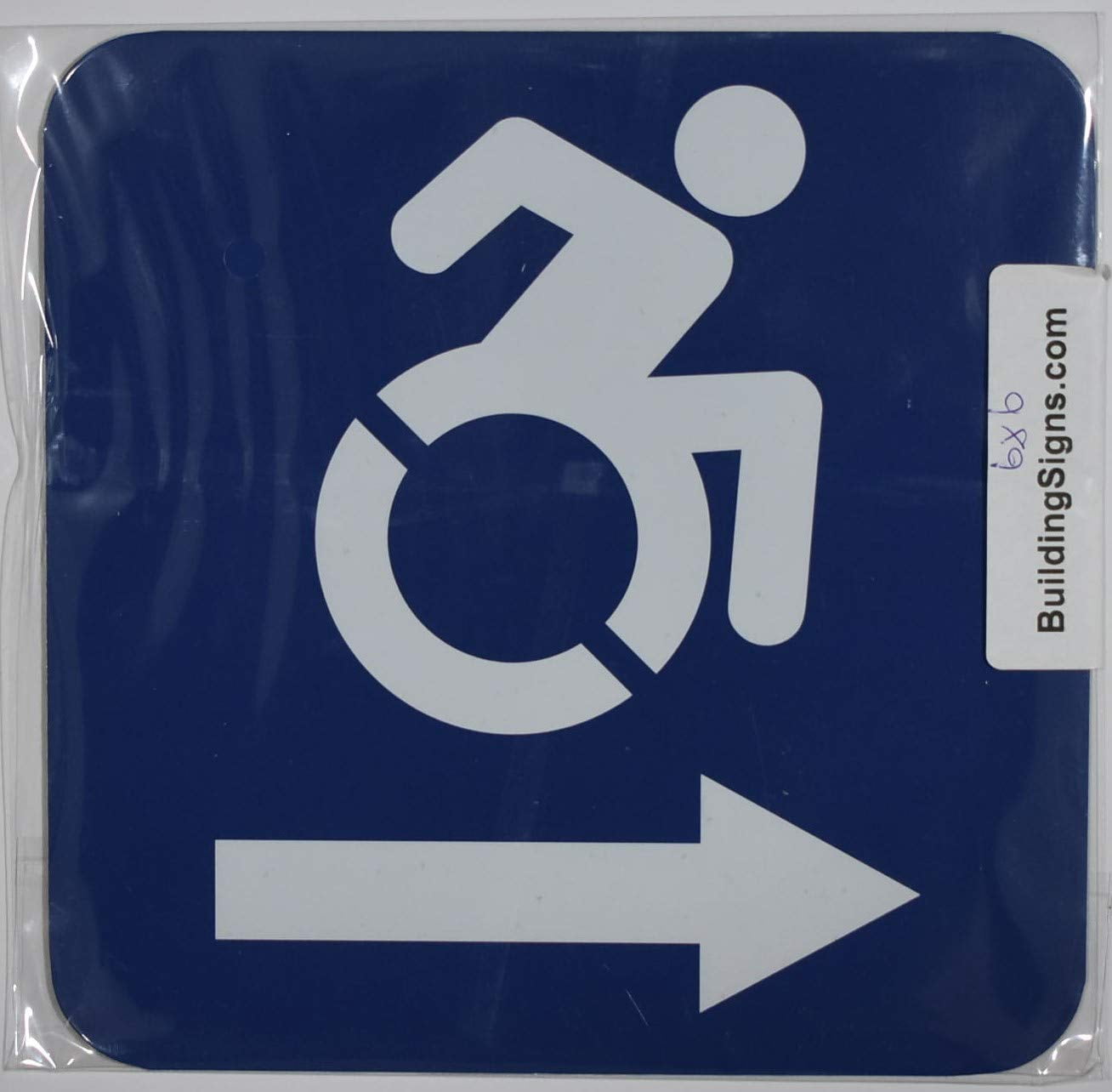 ACCESSIBLE Symbol Right Arrow Sign (White/Blue, Aluminum, 4X6, Double ...