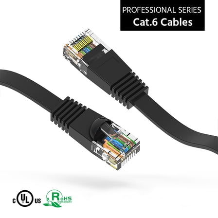 6ft Cat6 Flat Ethernet Network Cable White (20 Pack) - Walmart.com