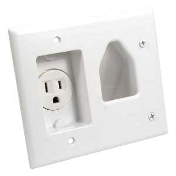 ACCL Recessed Low Voltage Cable Plate with Recessed Power, White, 2 ...