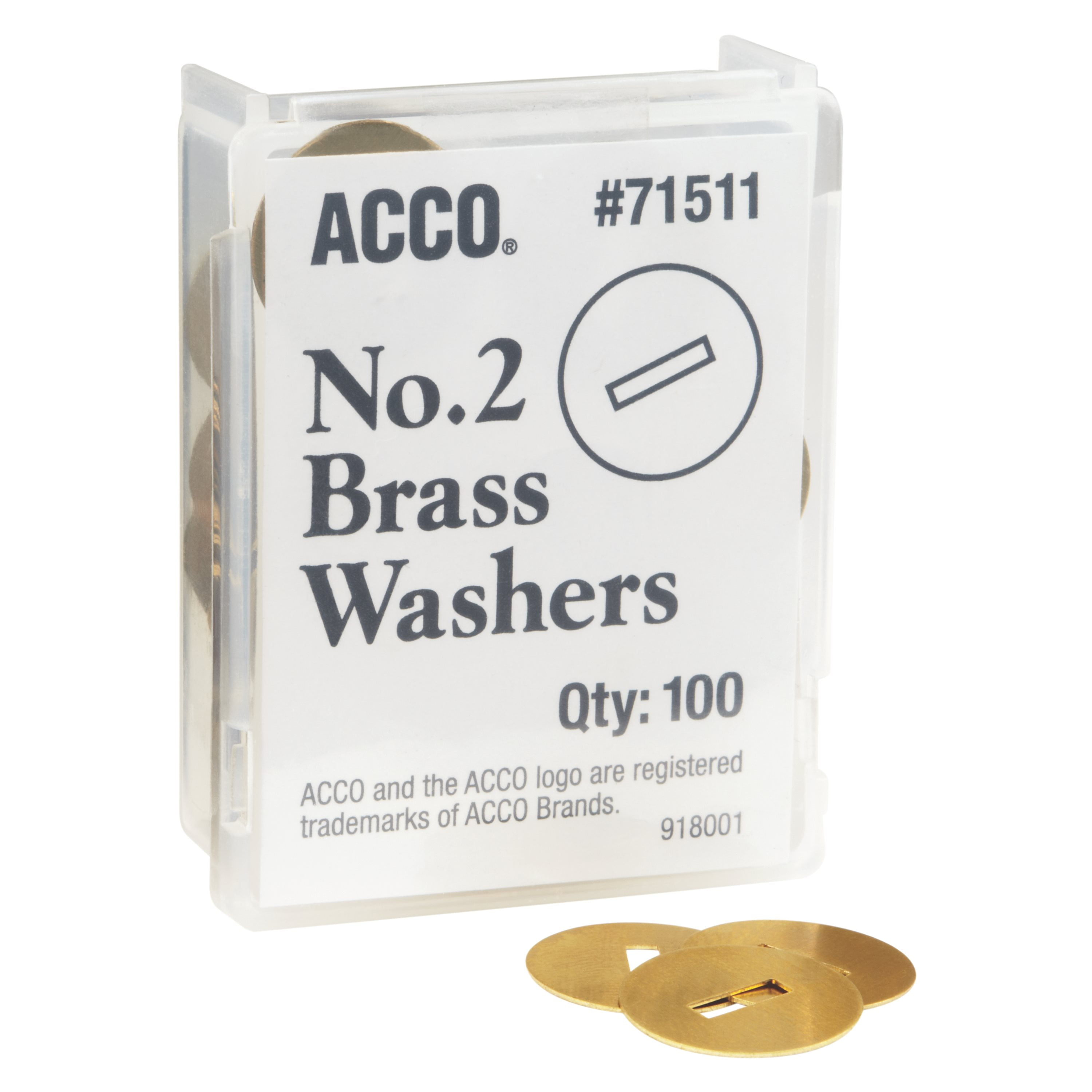 ACCO #2 Brass Washers, 15/32", Box of 100 (A7071511) - Walmart.com