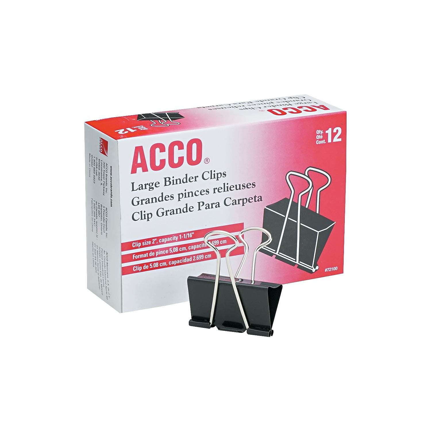 ACCO BRANDS USA LLC ACCO Binder Clips Non-Slip Grip 150 Sheet ...