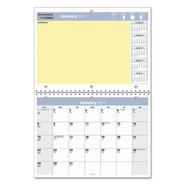 ACCO Brands PM5028 AT-A-GLANCE Monthly Desk & Wall Calendar 2017 ...