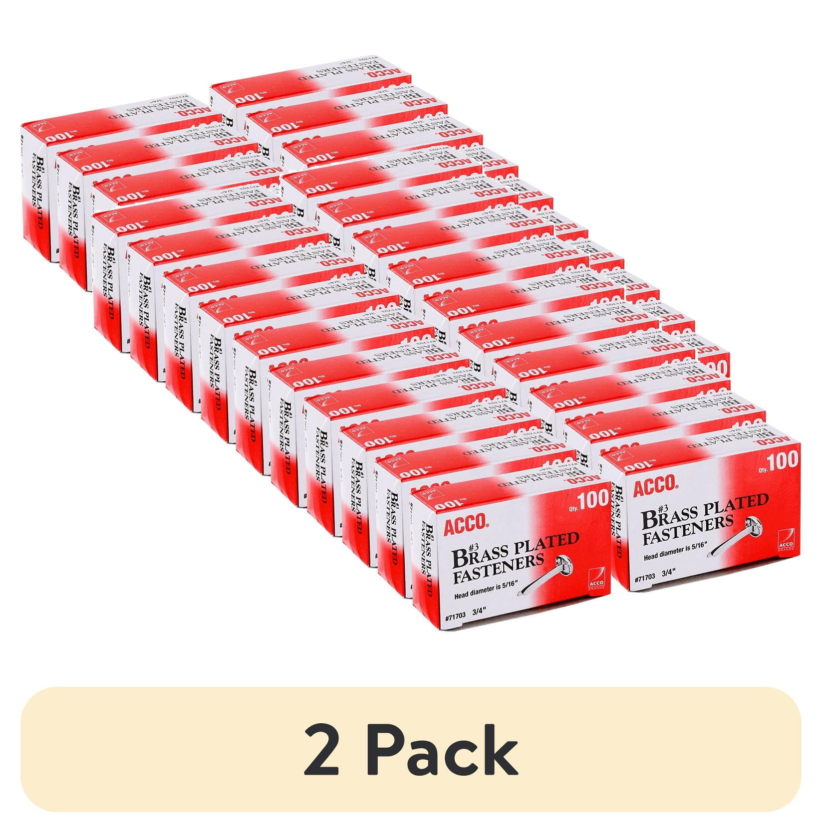 (2 pack) ACCO Brass Paper Fasteners, 3/4", Plated, 20 Boxes, 100 ...