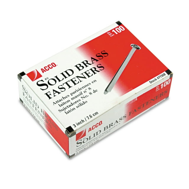 ACCO Brass Prong Paper File Fasteners, 3", 100-Pack - Walmart.com