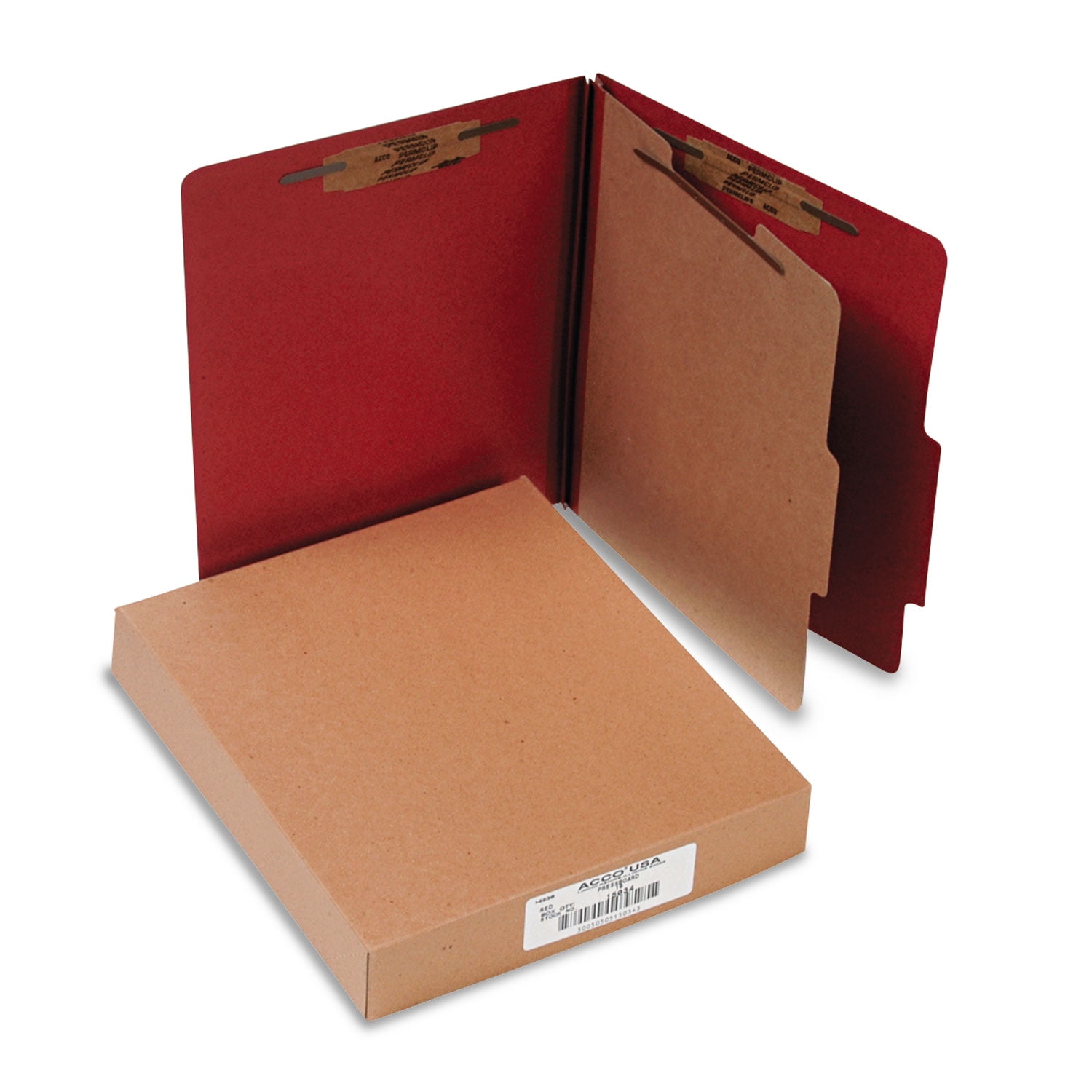 Acco Pressboard 25-Pt Classification Folders Letter 4-Section Earth Red ...