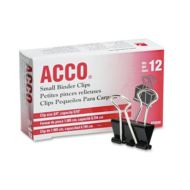 ACCO Small Binder Clips, Black, 12 Count - Office Supplies - Walmart ...