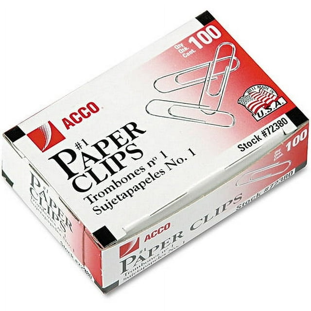 ACCO Standard Regular Economy #1 Paper Clips, Smooth, 100/Box - Walmart.com