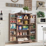 Cozy Castle 71" Tall Oak Kitchen Pantry, Freestanding Pantry Cabinet ...