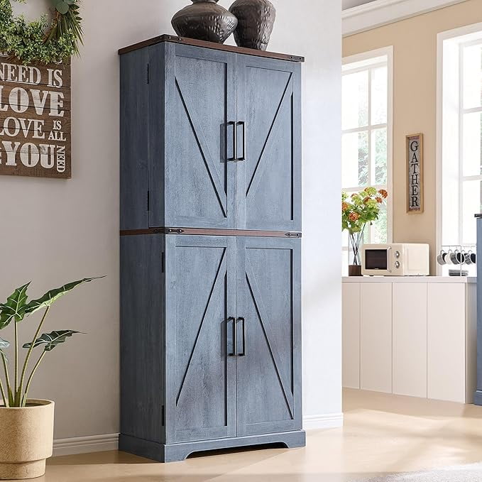 ACCOHOHO 72" Kitchen Pantry Cabinets, Tall Farmhouse Storage Cabinet ...