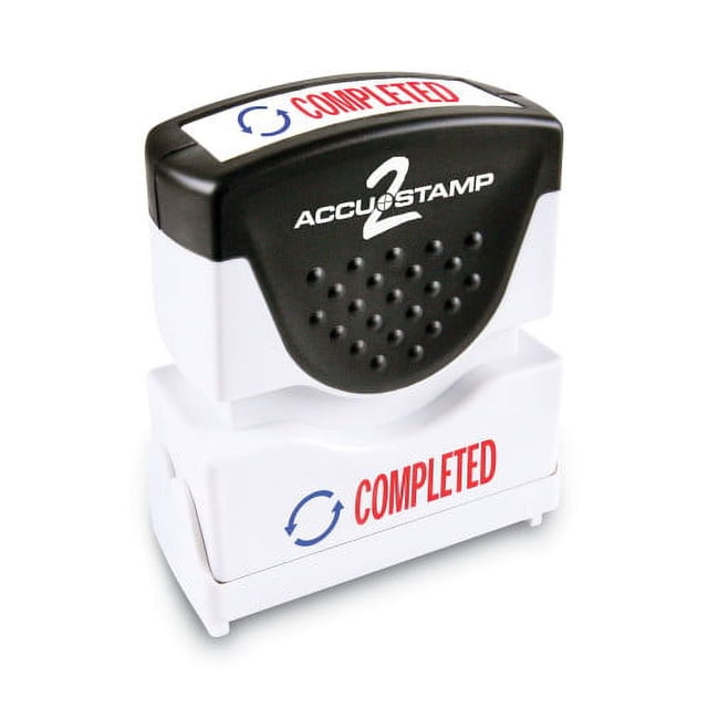 ACCUSTAMP Pre-Inked Shutter Stamp, Red/Blue, COMPLETED, 1.63 x 0.5 ...