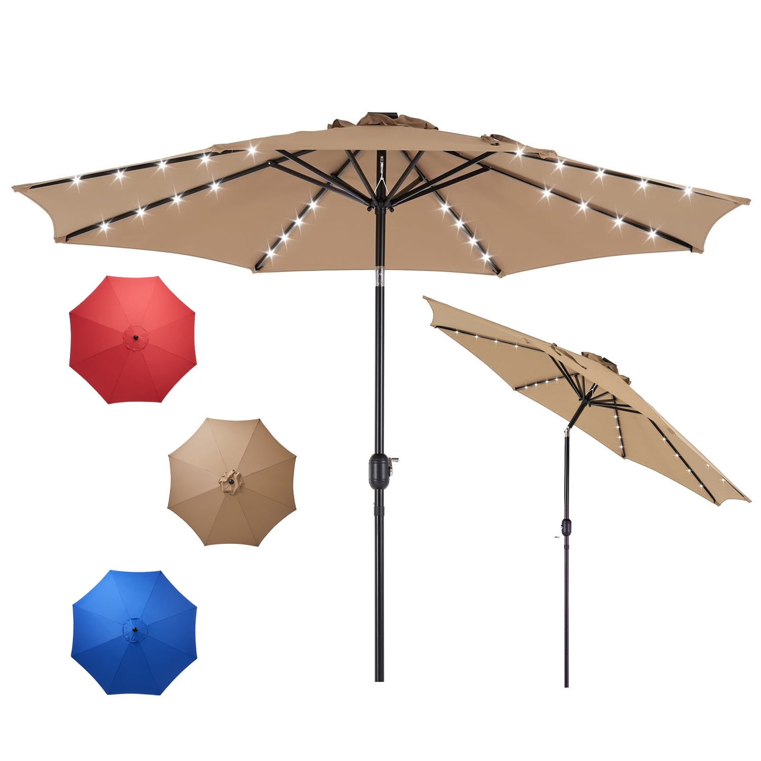 ACCVER 10ft Solar Patio Umbrella with LED Lights - Market Table ...